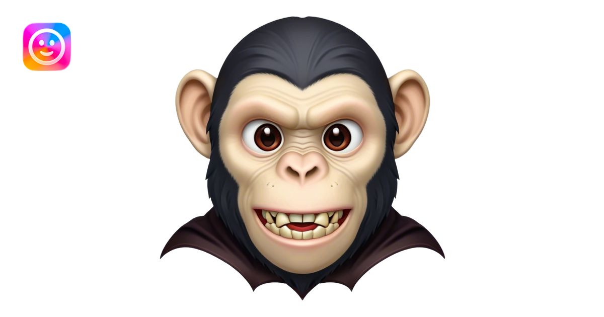 chimpanzee as batman vampire face *old emoji* emoji | AI Emoji Generator