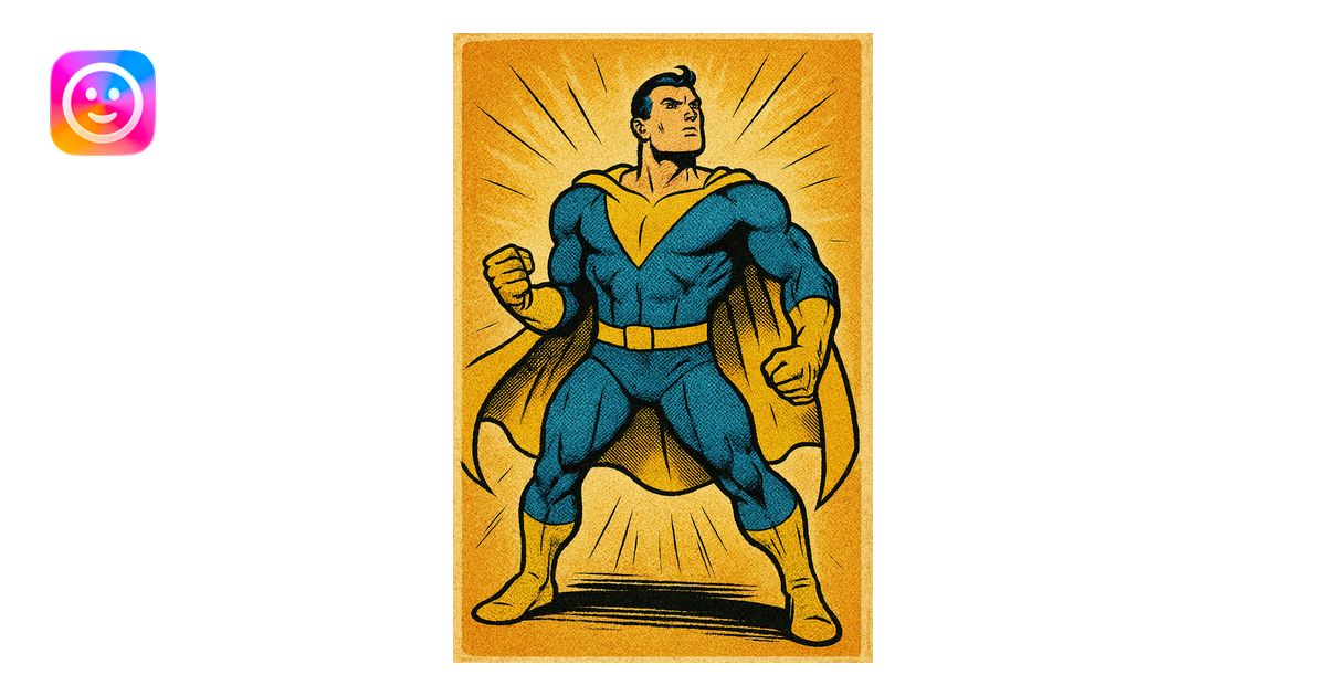invincible superhero character wearing a blue and yellow suit, heroic ...