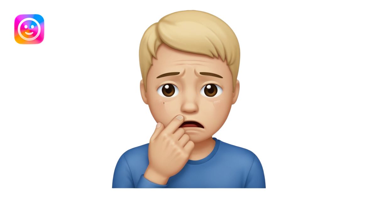 Crying face with fist over mouth emoji | AI Emoji Generator