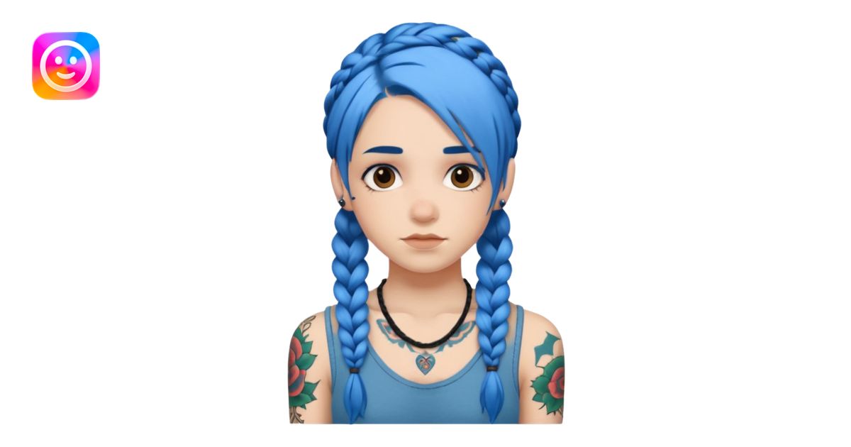 blue hair with braids and tattoos emoji | AI Emoji Generator