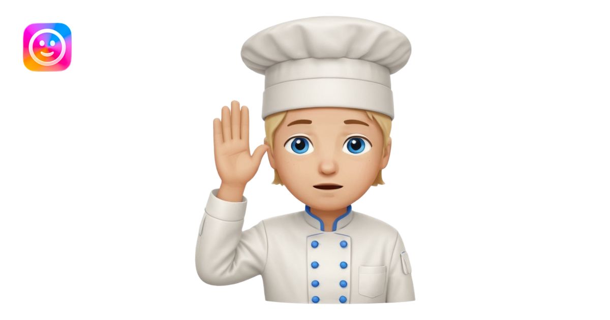 Chef saluting while crying blue eyes emoji | AI Emoji Generator