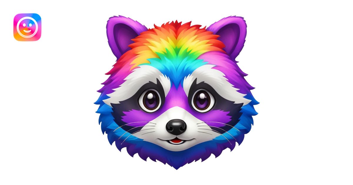 Rainbow racoon face emoji | AI Emoji Generator