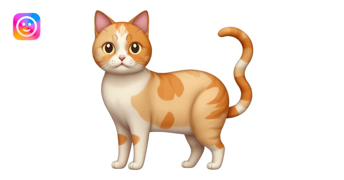 full body calico cat with skinny head and fat body with an anxious face ...