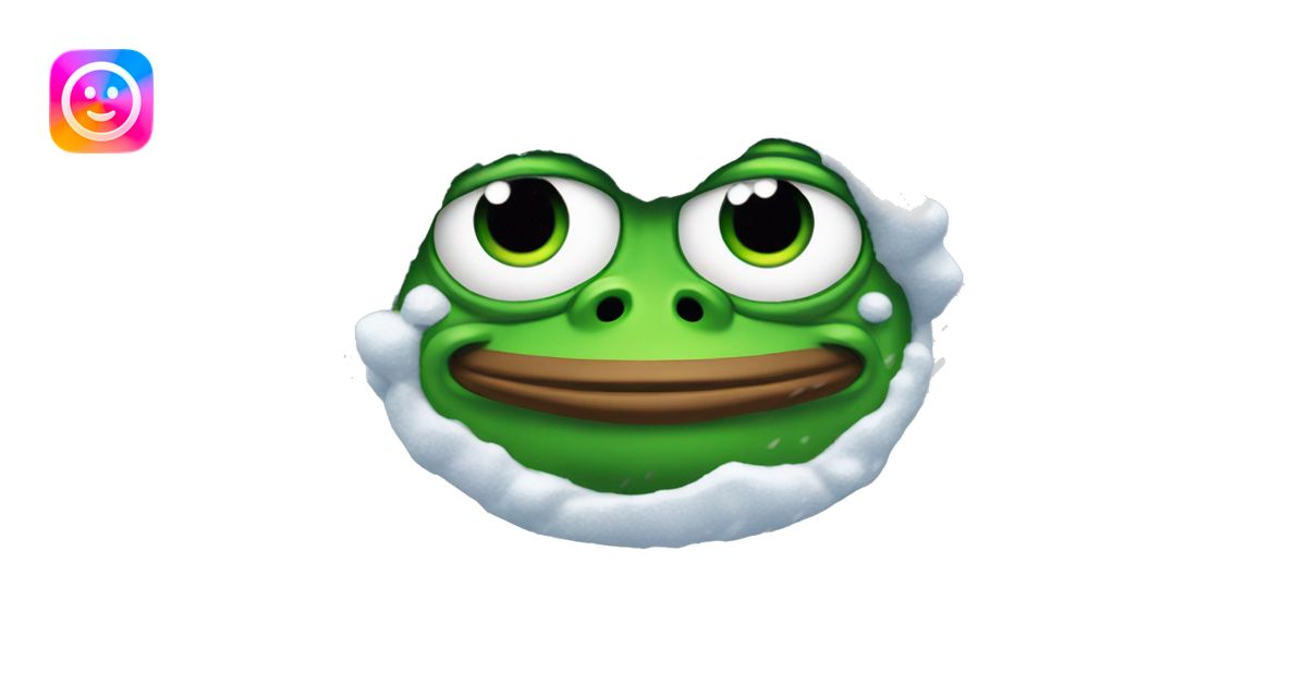 pepe the frog covered in snow emoji | AI Emoji Generator