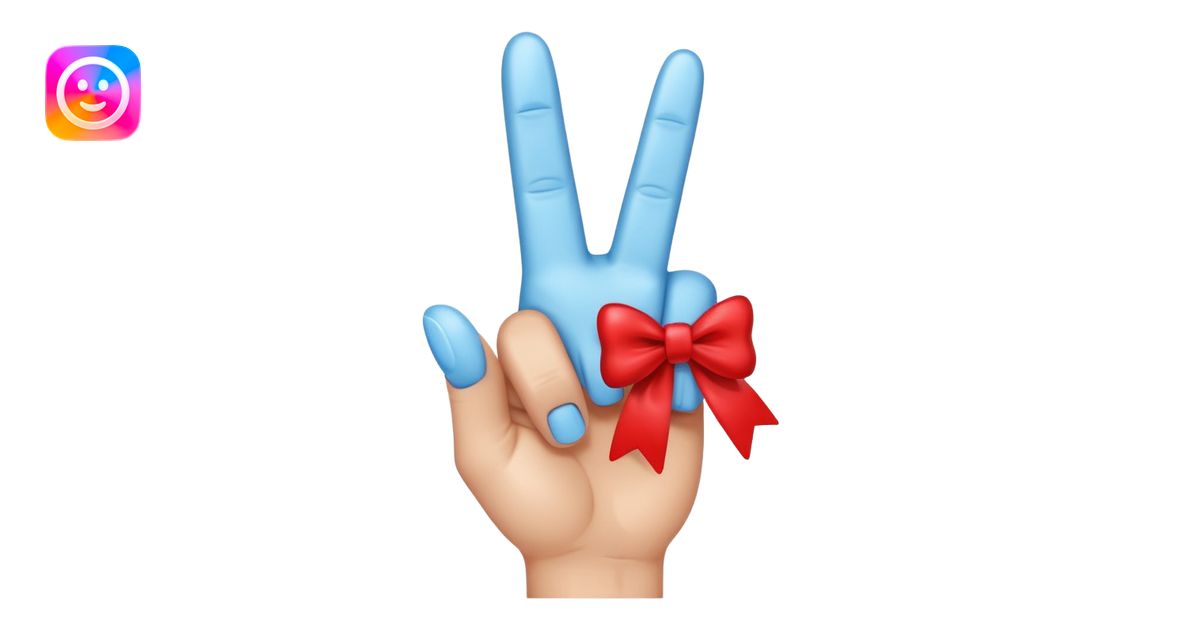 Light blue middle finger with a bow emoji | AI Emoji Generator