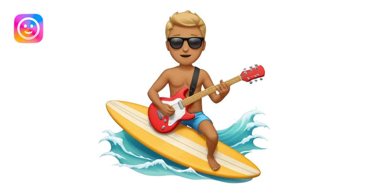a man ride guitar as a surfboard emoji | AI Emoji Generator