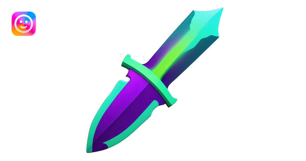 45° angle Aurora borealis purple teal lime green dagger knife sword ...