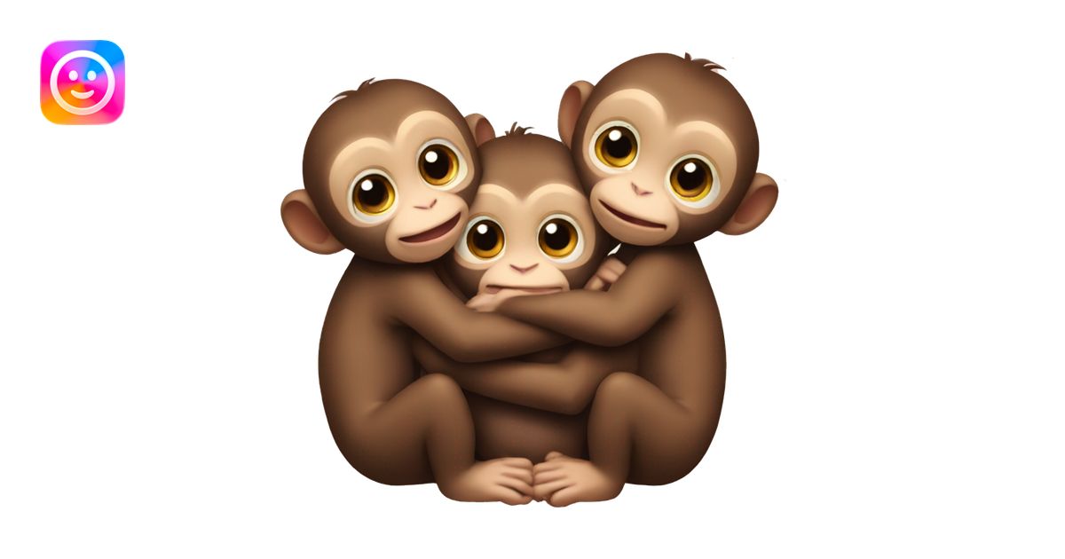 three baby monkeys hugging emoji | AI Emoji Generator