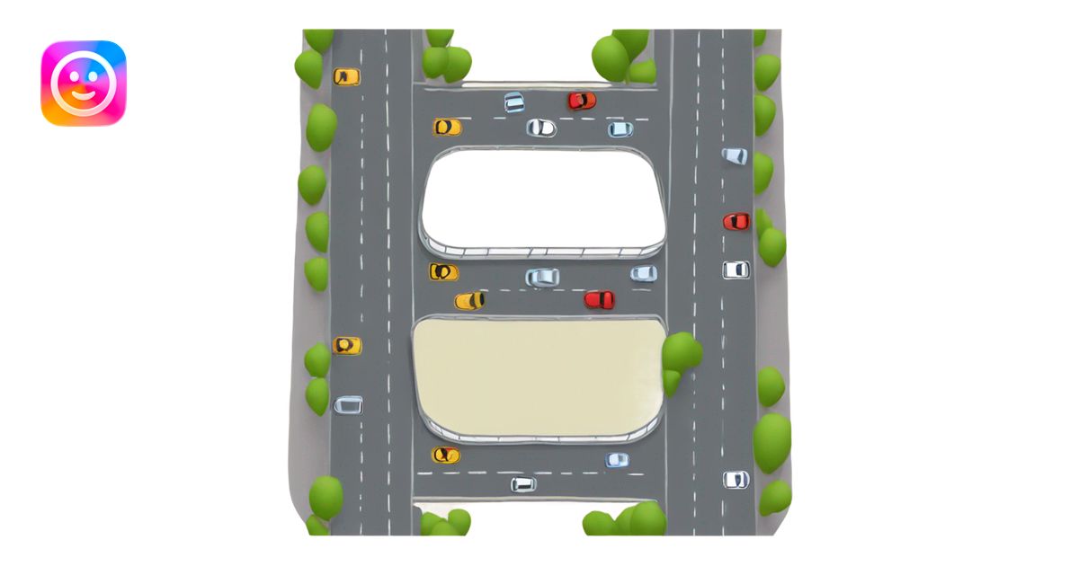 two crossing highways with 90% angle emoji | AI Emoji Generator