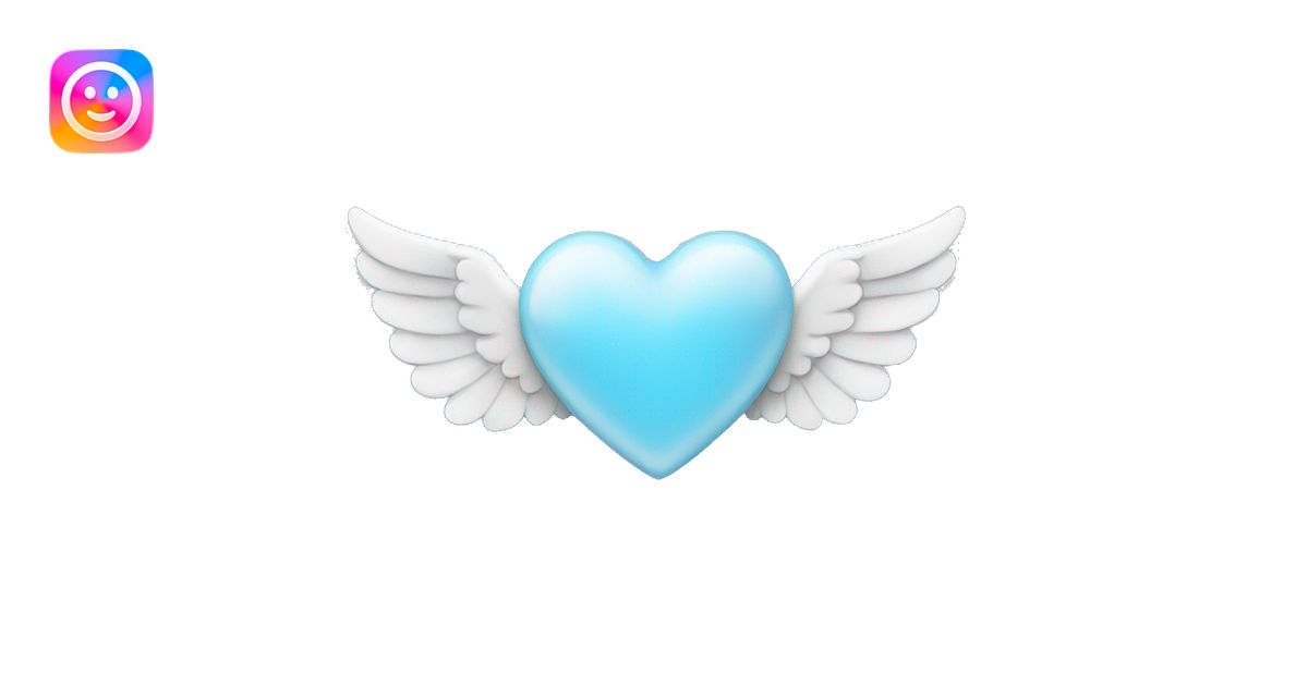 Light blue heart with angel wings emoji | AI Emoji Generator