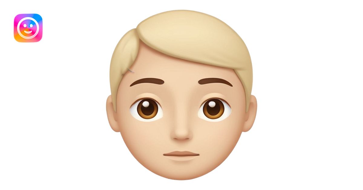 minimal flat emoji with relaxed expression, smooth eyebrows, open calm ...