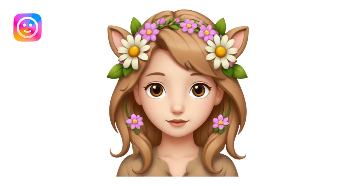 Adult Cute human like fawn with flowers emoji | AI Emoji Generator