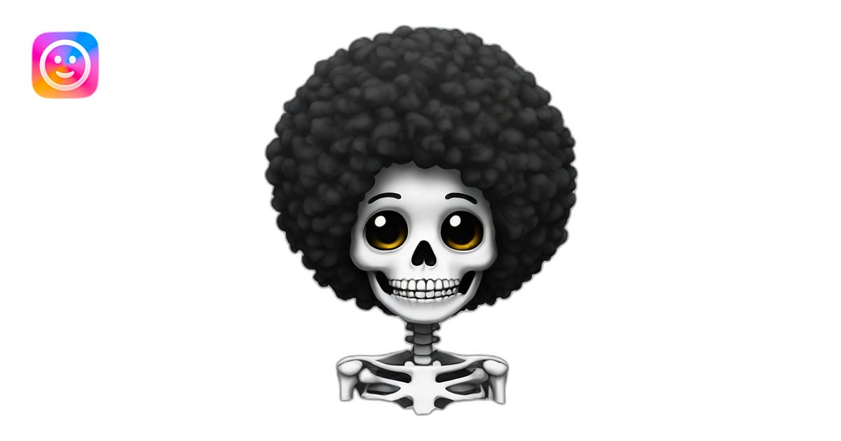 skeleton with afro hair black emoji | AI Emoji Generator