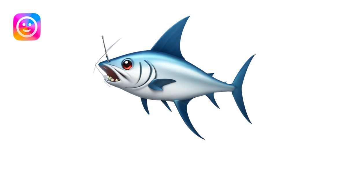 Swordfish with a lure in its mouth emoji | AI Emoji Generator