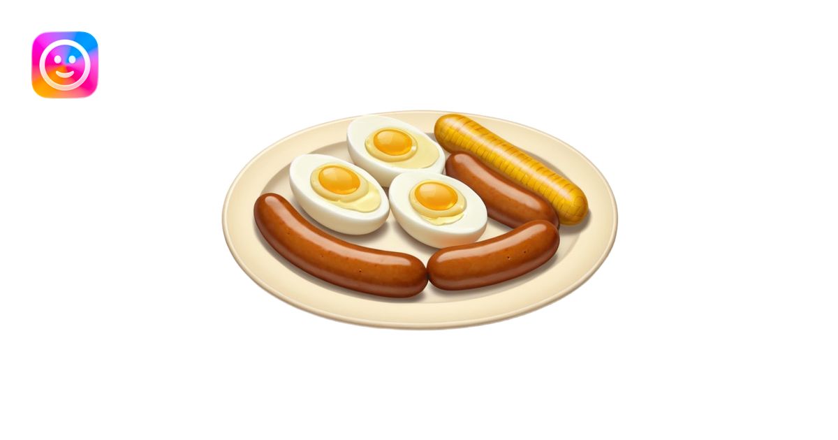 Two boiled egg and two breakfast sausages emoji | AI Emoji Generator