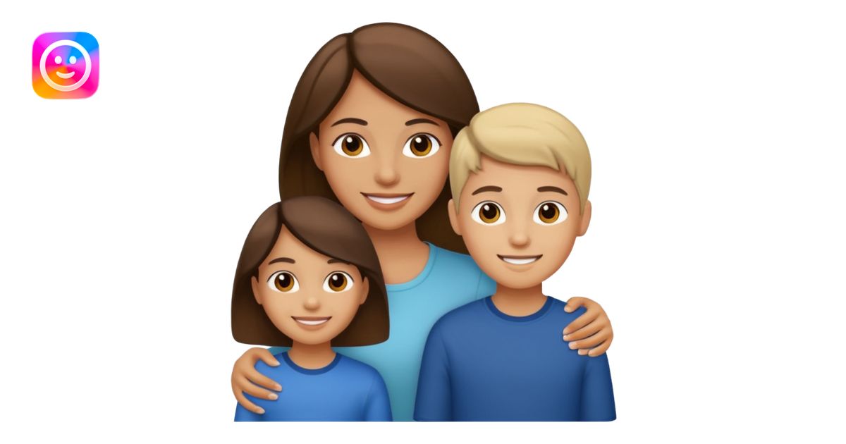 a woman with two children, a 7-year-old boy and a 13-year-old girl ...