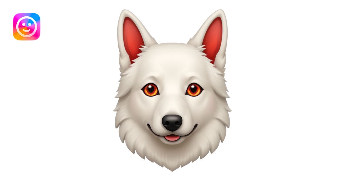 White belgian Shepard ist stoned with weed emoji | AI Emoji Generator