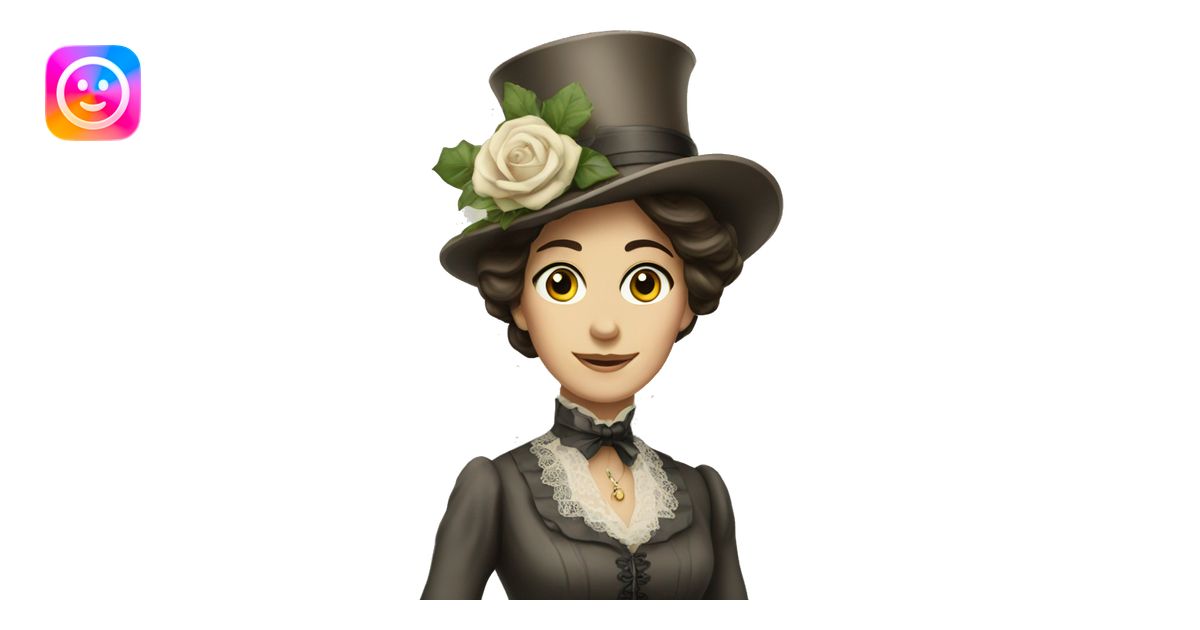 Brunette elegant Victorian woman emoji | AI Emoji Generator