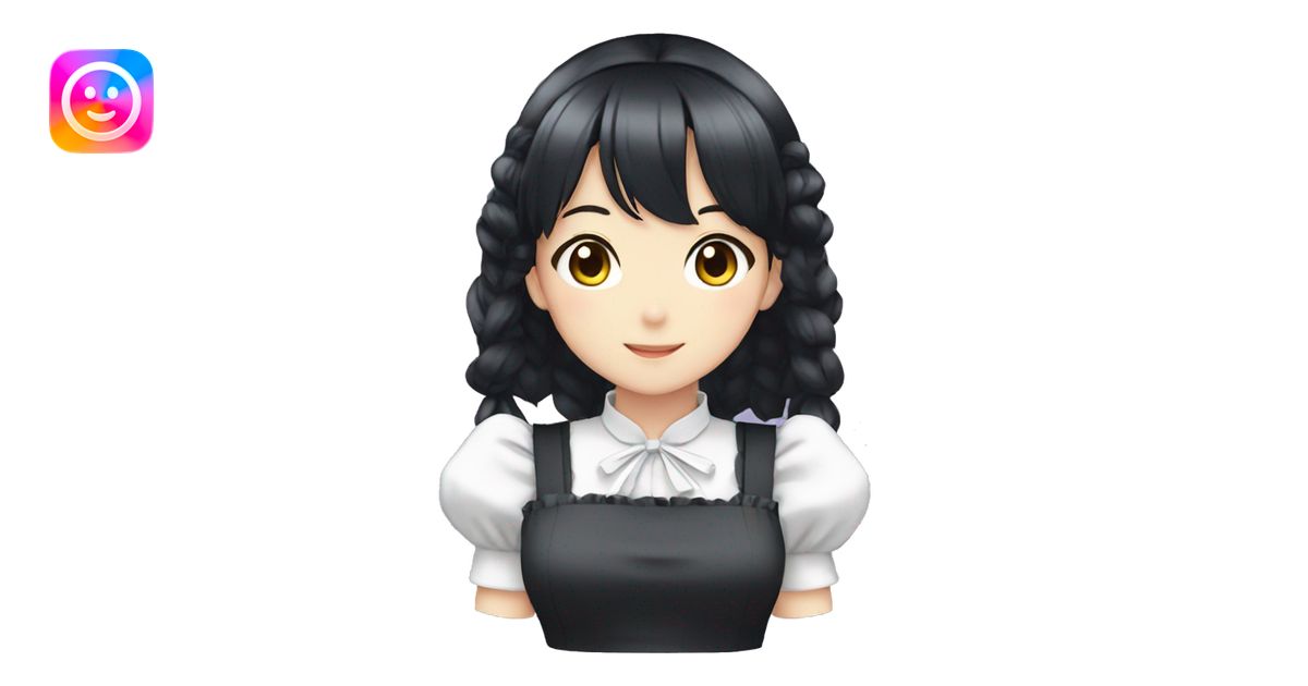 anime maid, black hair emoji | AI Emoji Generator
