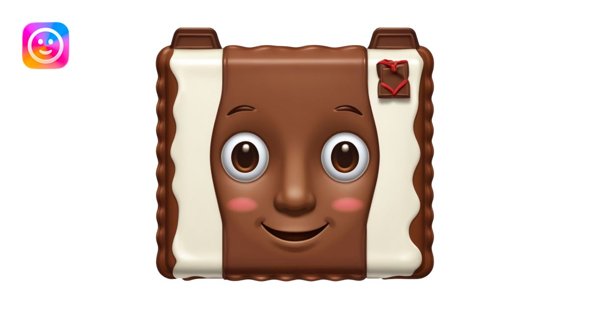 A chocolate with a tie and facial features emoji | AI Emoji Generator