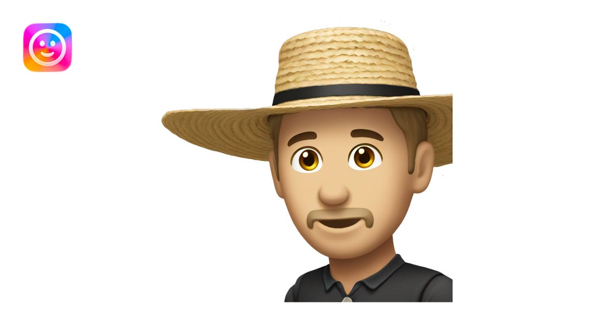 white skin amish man straw hat emoji | AI Emoji Generator