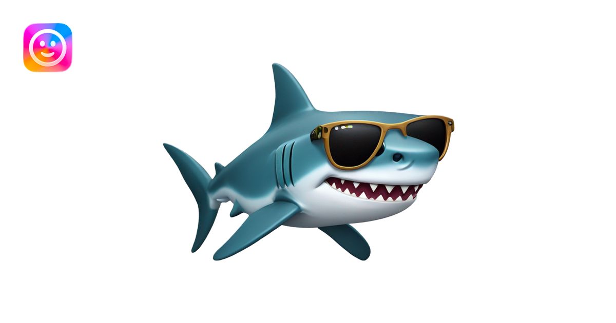 Shark with pit viper sunglssses emoji | AI Emoji Generator