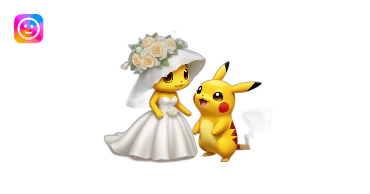 Pikachu getting married to charmander Pokémon emoji | AI Emoji Generator