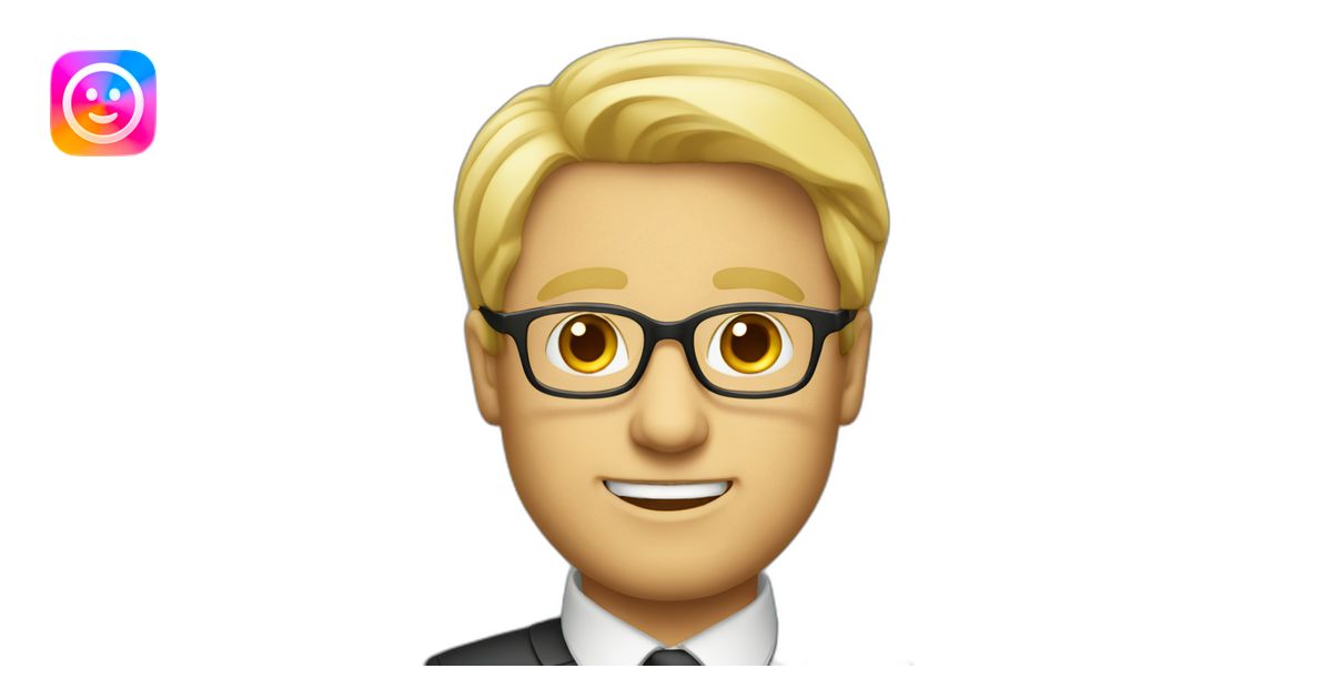 CEO blond man with glasses emoji | AI Emoji Generator