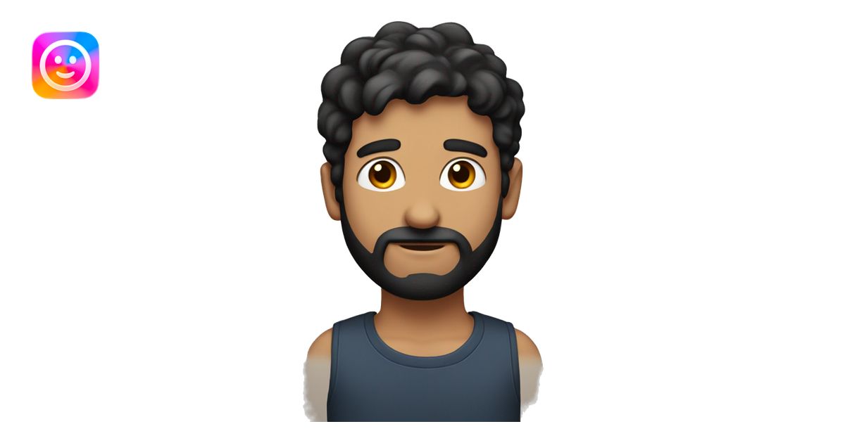 guy with nose above average with black hair and beard emoji | AI Emoji ...
