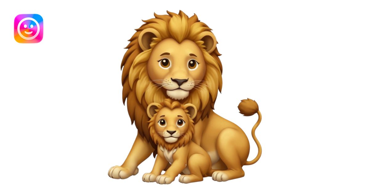 lion with a cub playing emoji | AI Emoji Generator