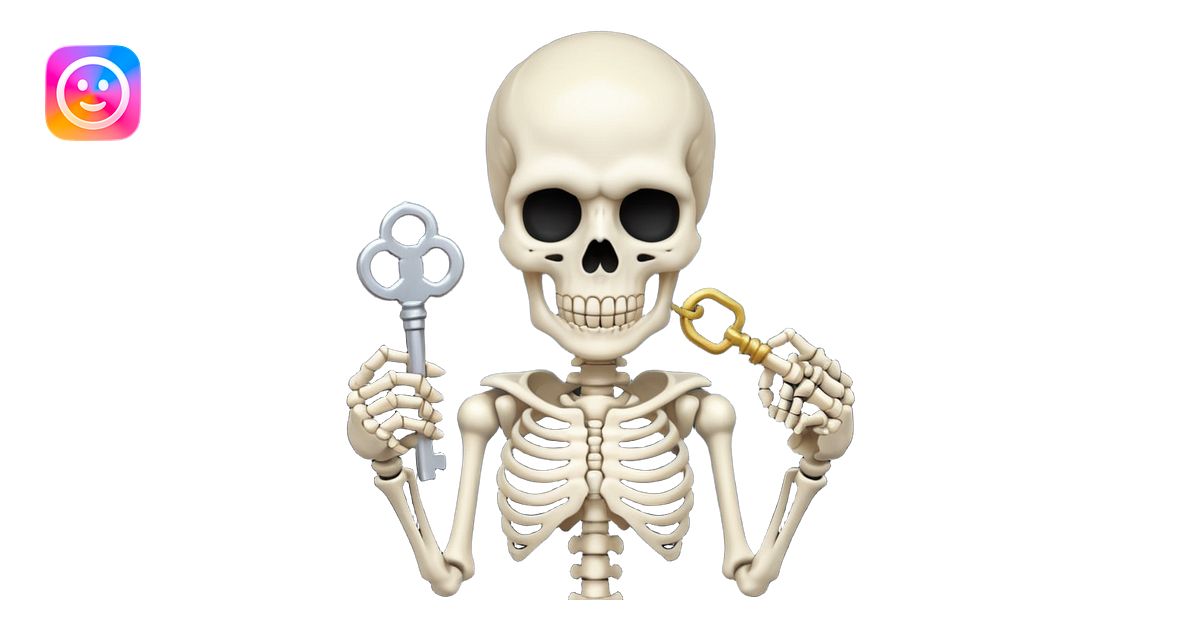 Skeleton guardian – Keys in hand emoji | AI Emoji Generator