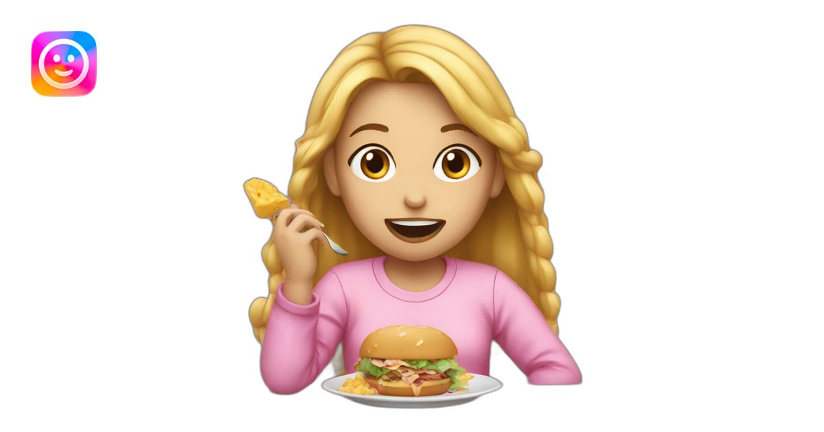Girl eating a lot emoji | AI Emoji Generator