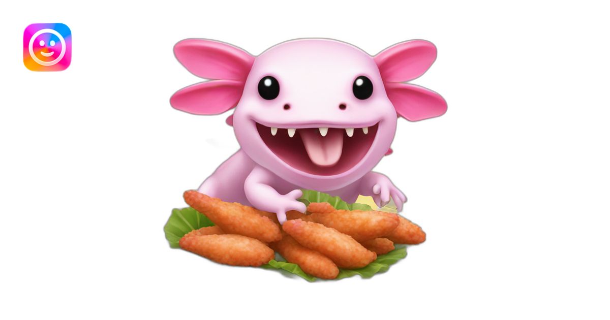 Sigma axolotl eating chicken wings emoji | AI Emoji Generator