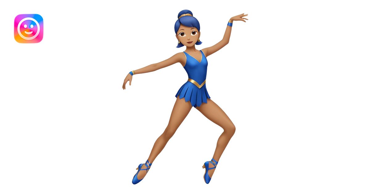 blue jazz style dance costume on light brown hair full body emoji | AI ...