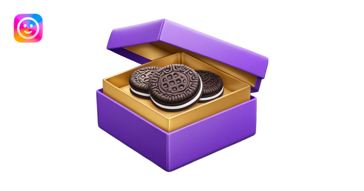 cookie chocolate oreo in purple box with gold circles emoji | AI Emoji ...