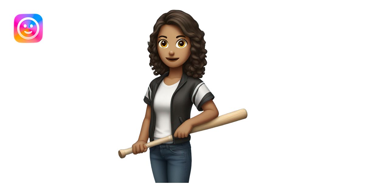 Brunette girl with baseball bat emoji | AI Emoji Generator