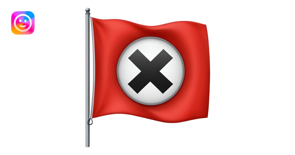 Créame un emoji de una bandera roja con un círculo blanco a un costado ...