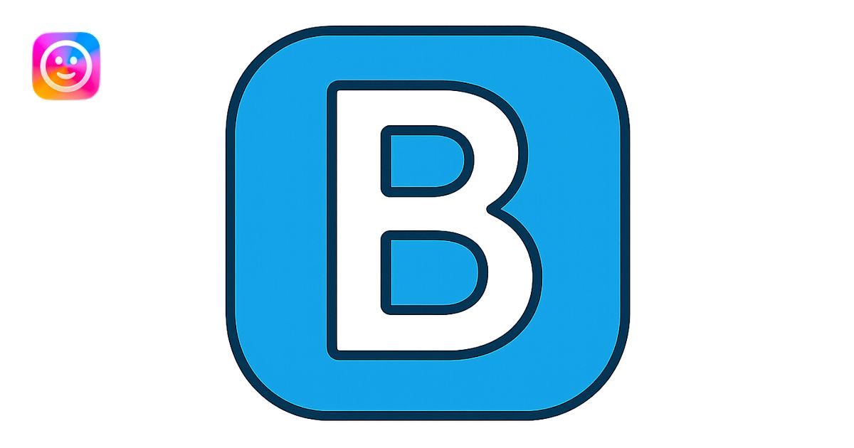 white B in a blue rounded square, simple and geometric icon icon | AI ...
