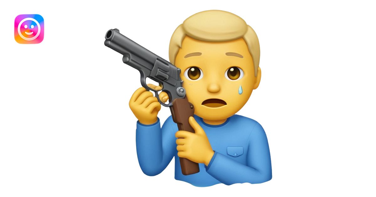 Make a yellow emoji of a guy holding a gun and the guns barrel is in ...