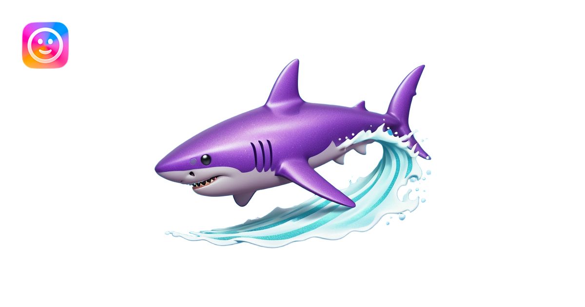 purple glitter shark on a cyan wave emoji | AI Emoji Generator