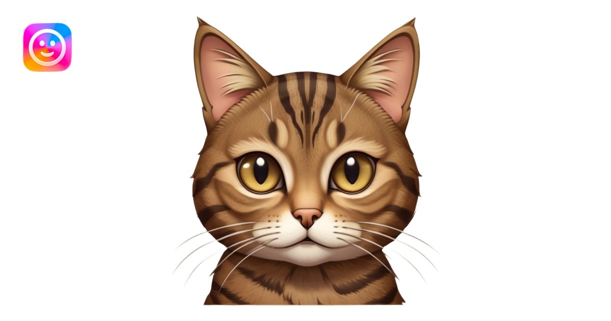 Cinematic Grumpy Brown Tabby Cat Portrait Emoji, Head tilted slightly ...