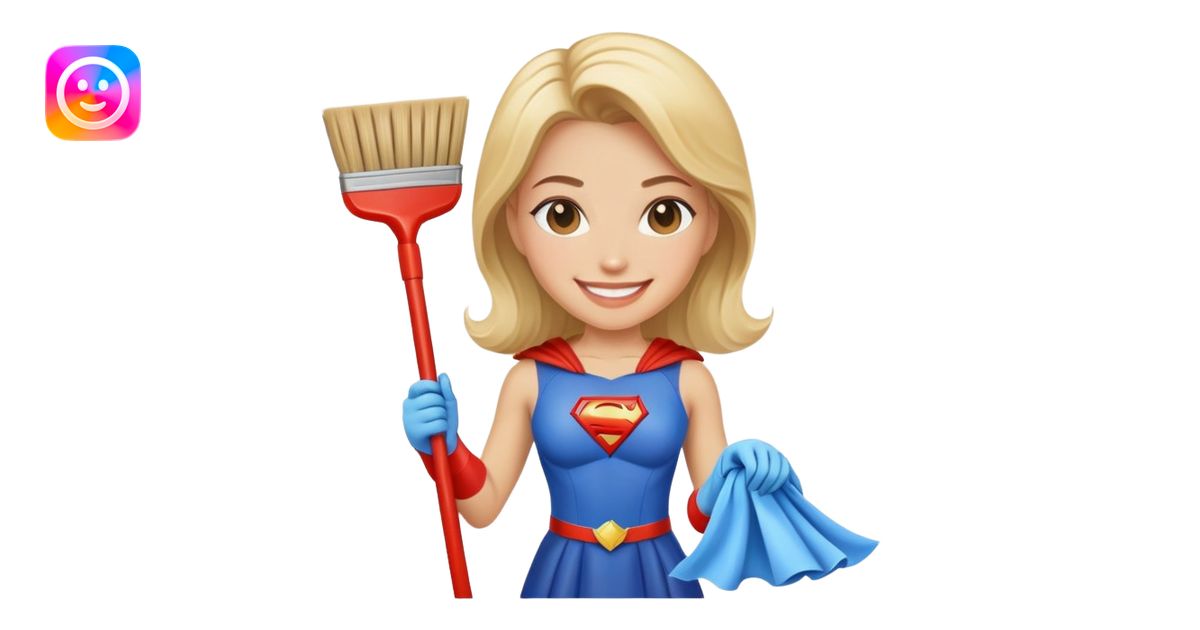 Cleaning super woman emoji | AI Emoji Generator