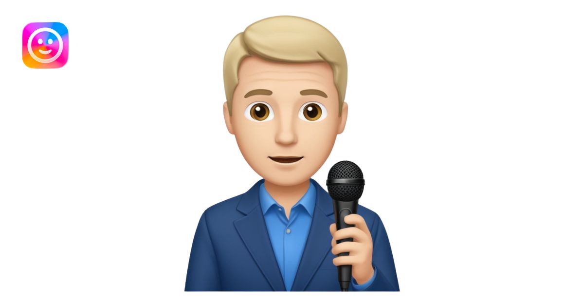 Public Speaker man with mic emoji | AI Emoji Generator