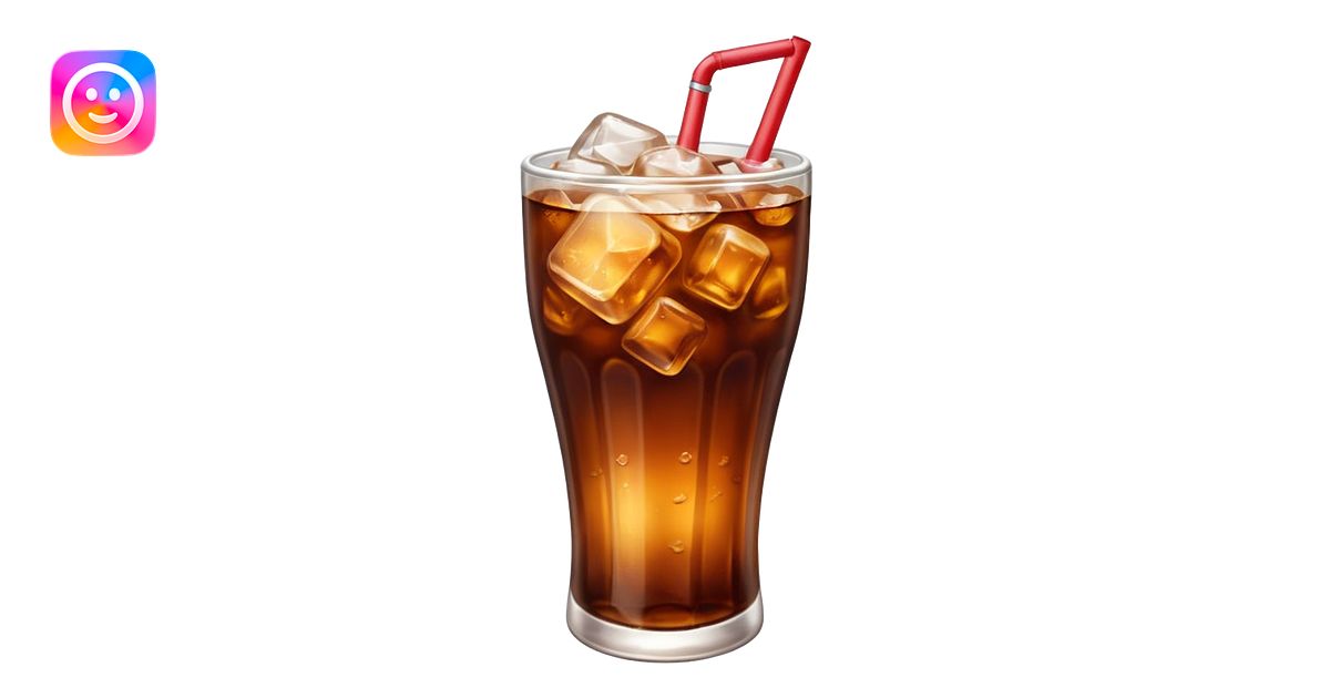 Iced cola emoji, rounded edges, soft highlights emoji | AI Emoji Generator