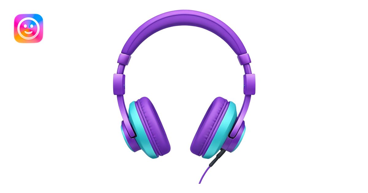 Glitter Purple and Cian headset emoji | AI Emoji Generator
