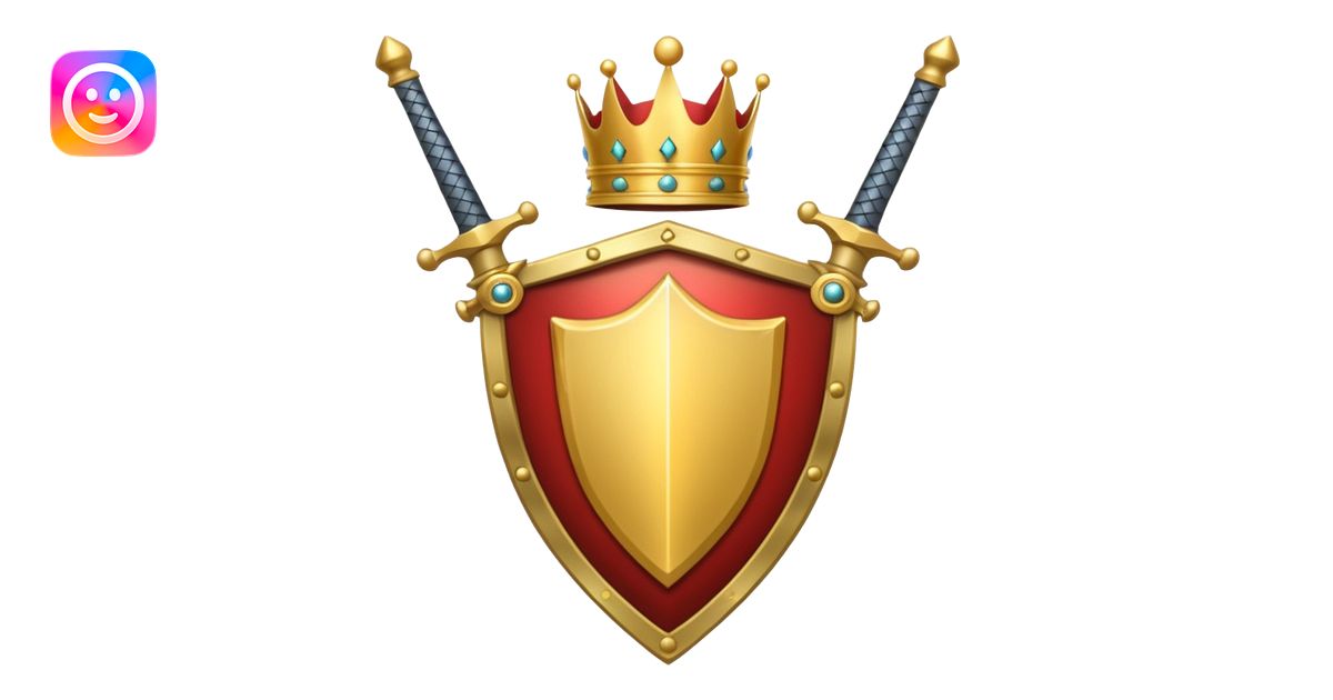 Powerful emoji with only sword, shield and crown emoji | AI Emoji Generator