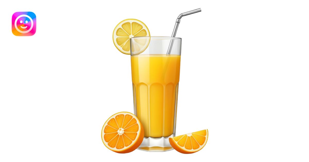 glass of orange juice with lemon on side emoji | AI Emoji Generator