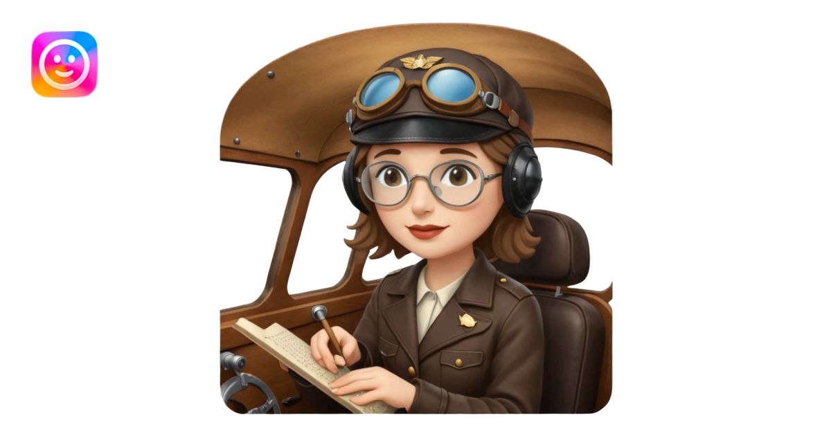 Helen keller reading braille and flying a plane emoji | AI Emoji Generator