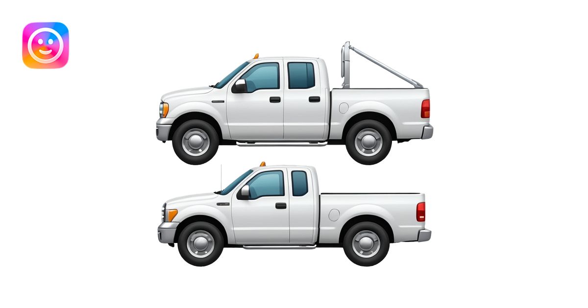 ONE WHITE PICKUPTRUCK SIDE VIEW ELLISDON ON SIDE OF TRUCK emoji | AI ...