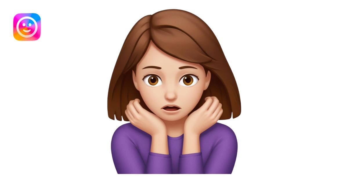 brown haired girl strangling herself emoji | AI Emoji Generator